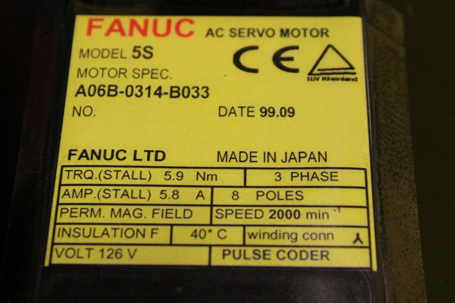 Fanuc A06B-0314-B033 *1 YEAR WARRANTY* | General Servo & Spindle Motors
