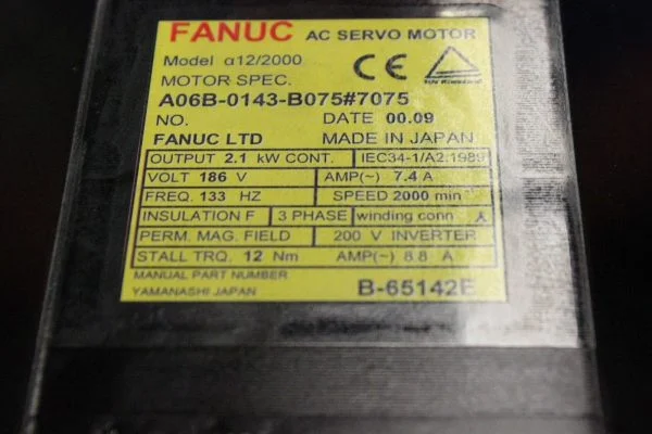 Fanuc A06B-0143-B075#7075 AC MOTOR A12/3000 A64 PULSE *1 YEAR WARRANTY* | General Servo ...