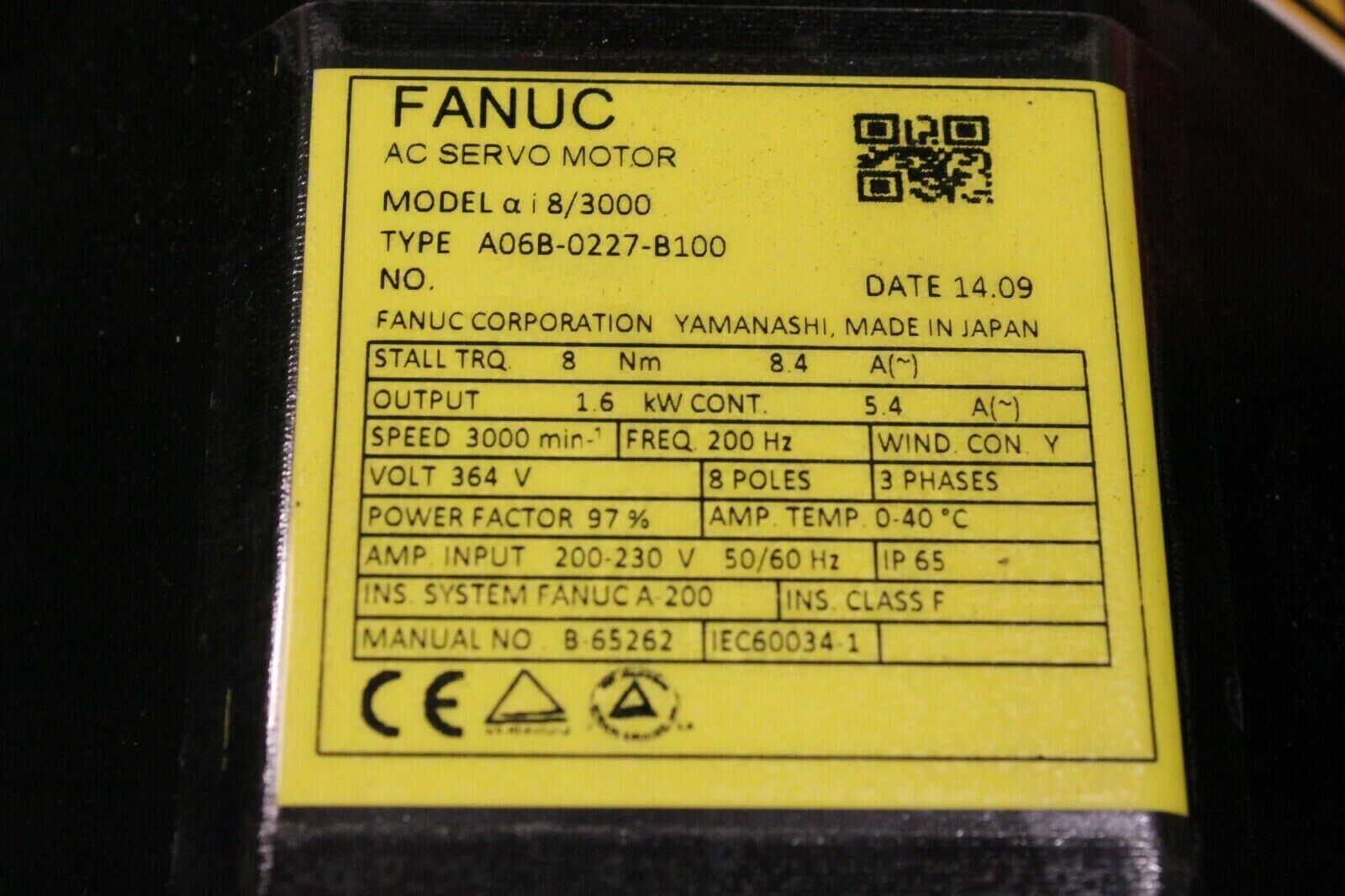 Fanuc A06B-0227-B100 AC MOTOR AIF8/3000 AIA1000 STR*1 YEAR WARRANTY* | General Servo & Spindle ...