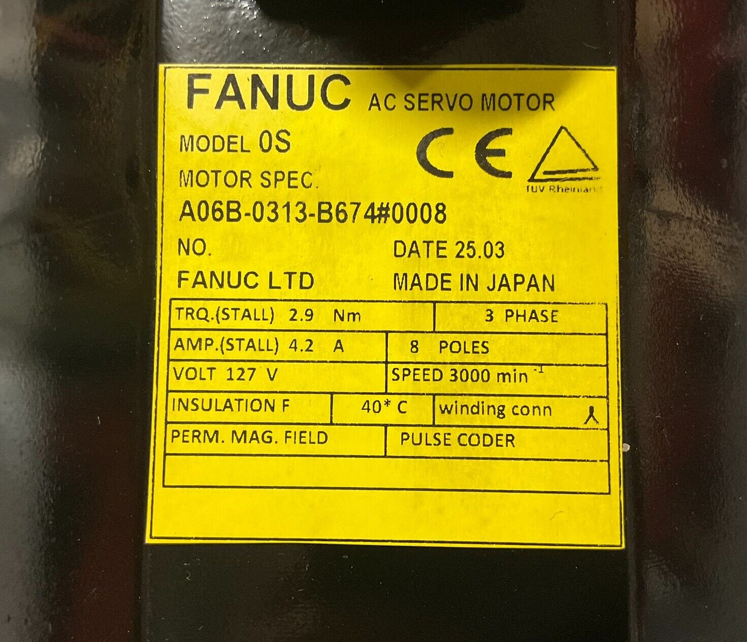 Fanuc A06B-0313-B674#0008 AC MOTOR *1 YEAR WARRANTY* | General Servo & Spindle Motors