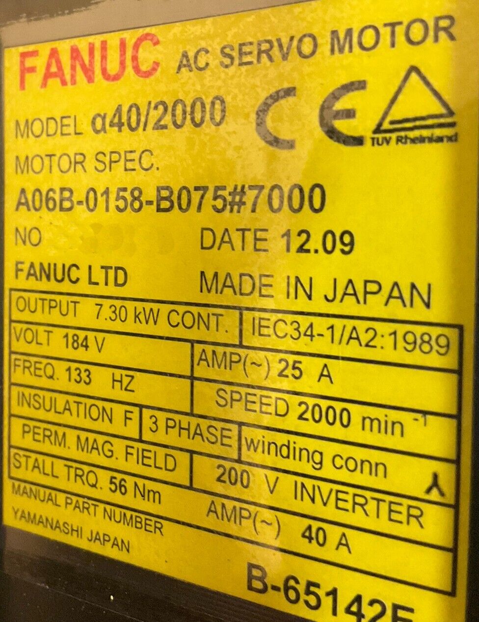 Fanuc A06B-0158-B075#7000 *1 YEAR WARRANTY* | General Servo & Spindle Motors
