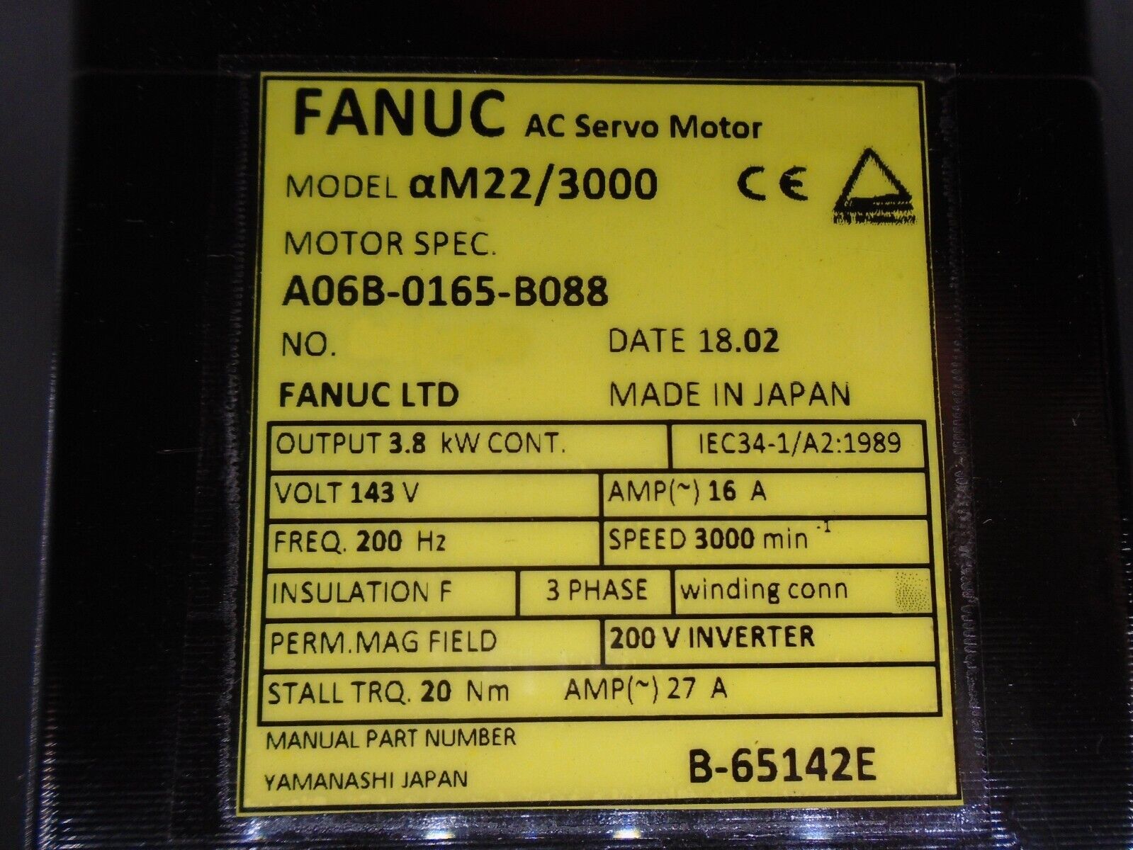 Fanuc A06B-0165-B088 *1 YEAR WARRANTY* | General Servo & Spindle Motors